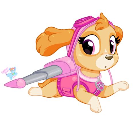 215667 Safe Artistrainbow Eevee Skye Paw Patrol Canine