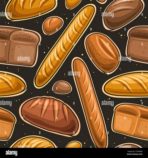 Vector Bread Seamless Pattern Decorative Background With Collection Of