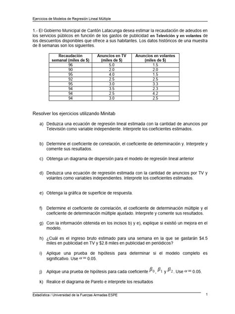 Tarea Regresion Lineal Multiple Pdf