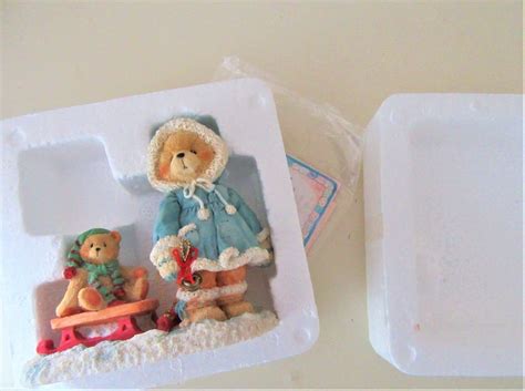 1993 Cherished Teddies Mary Pulling Sled Figurine Original Box Etsy