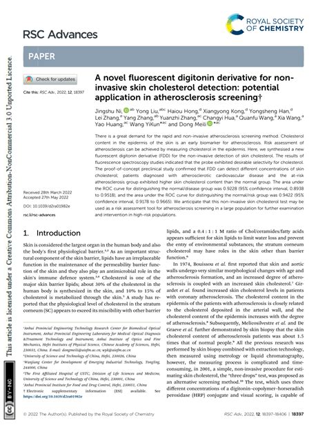 Pdf A Novel Fluorescent Digitonin Derivative For Non Invasive Skin