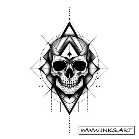 Tattoo Design Abstract Skull With Interlocking Shapes Style Geometric
