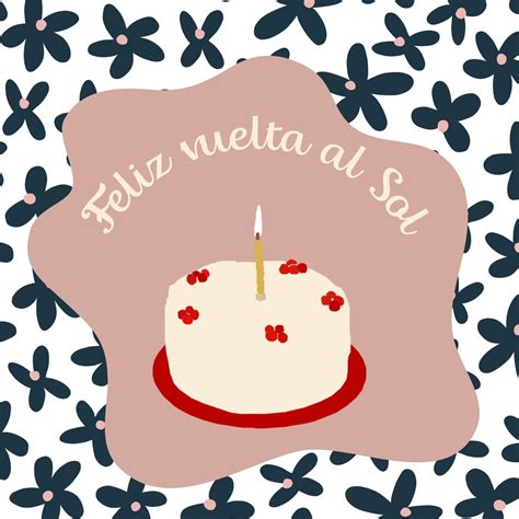 tarjeta cuadrada feliz cumpleaños ilustrada rosa Plantillas de Canva Birthday Feliz Candles