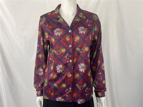 Vintage 90s Floral Button Front Blouse By Blair Size M View