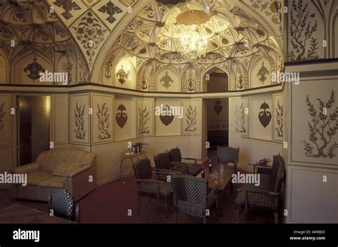 Iran Isfahan Interior Of A Suite Lounge At The Abbasi Hotel Stock