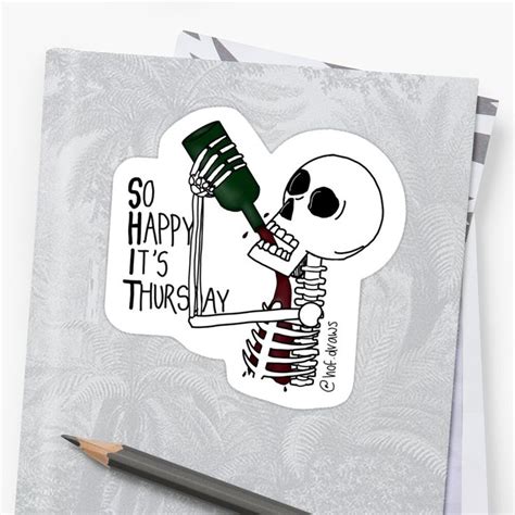 Boozy Skeleton Art Sticker By Hof Draws