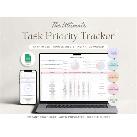 Digital Planner Task Priority Tracker Spreadsheet To Do List Daily Weekly Monthly Plan Template