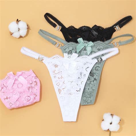 Vkme Sexy Lace Flower Translucent Thongs Panties Womens Low Rise