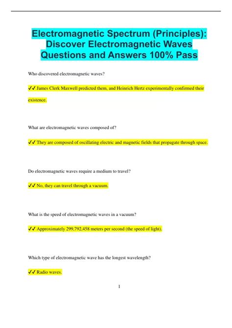 Electromagnetic Spectrum Principles Discover Electromagnetic Waves Questions And Answers 100
