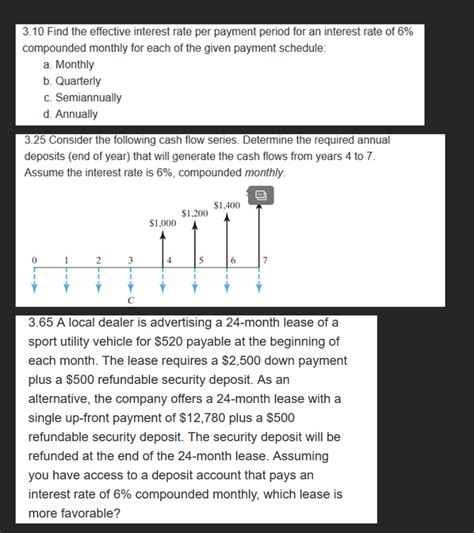 Solved 310 Find The Effective Interest Rate Per Payment
