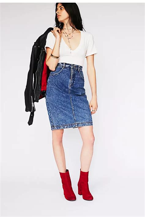 Vintage 1980s Denim Skirt Free People