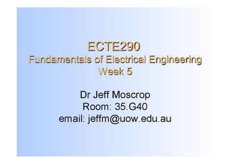 Lecture Slides Lectures 5 Transient Circuits Ecte Fundamentals Of Electrical Engineering