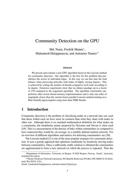 community detection on the gpu notes pdf