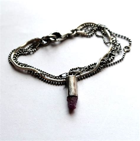 Raw Ruby Bracelet 925 Sterling Silver Chains Fine Silver Etsy