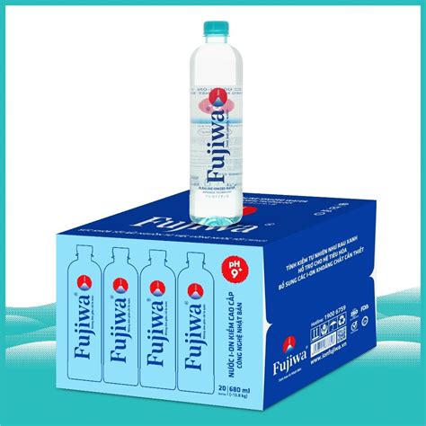 Thùng 20 Chai 680ml Nước Uống Ion Kiềm Cao Cấp Đóng Chai Fujiwa Nước