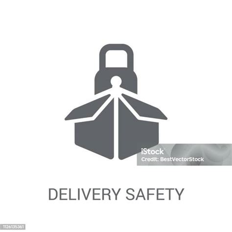 배달 안전 아이콘입니다 납품 및 물류 컬렉션에서 흰색 배경에 유행 배달 안전 로고 개념 계기판 차량 부분에 대한 스톡 벡터 아트