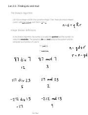 Lsn 2 3 Finding Div And Mod Pdf Lsn 2 3 Finding Div And Mod Unit