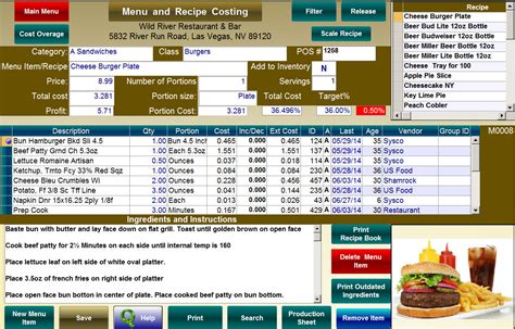 Menu And Recipe Cost Spreadsheet Template — Db