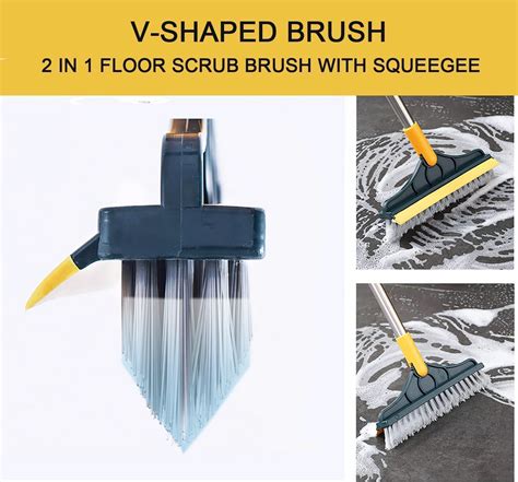 2 In 1 Multi Functional Rotating Floor Scrub Brush With Long Handle
