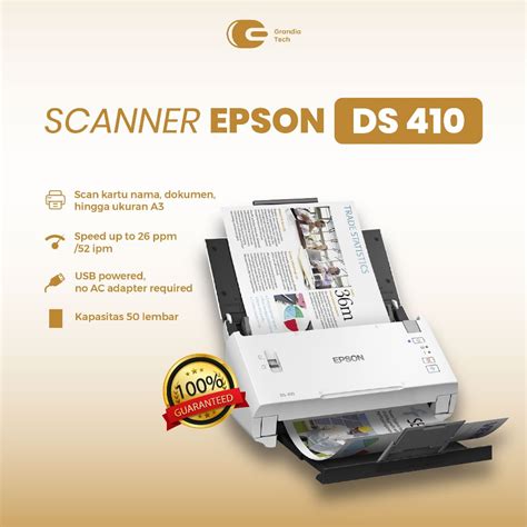 Jual Scanner Epson Ds410 Ds 410 Ds 410 Epson Workforce Ds 410 A4 Duplex Sheet Fed Document