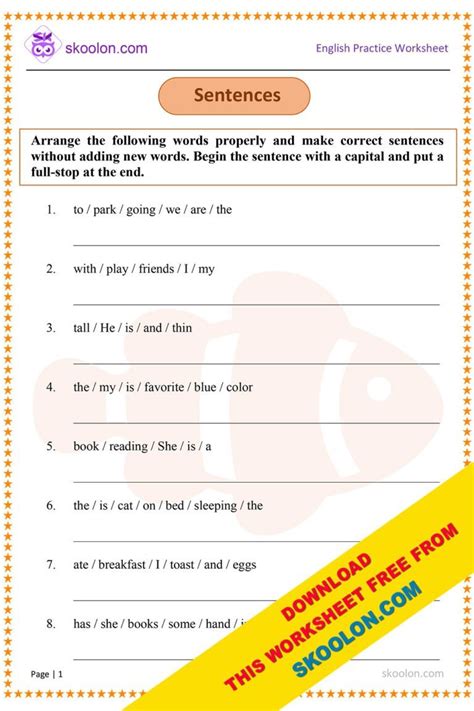 Types Of Sentences Worksheet
