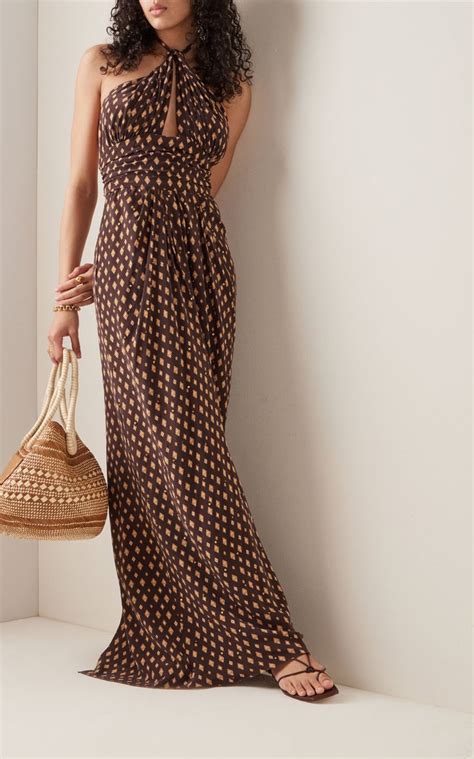 Palm Tree Collector Embellished Silk Maxi Dress By Johanna Ortiz Moda