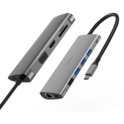 WiWU Alpha In USB C Hub All In One RJ Internet K For Macbook Laptop Type C Docking