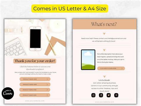 Canva Download Instructions Template Etsy Digital Product Instructions
