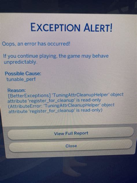 I Think Better Exceptions Mod Is Causing This Pop Up Is There An Up