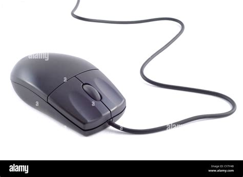 Black Cable Mouse Isolated On White Stock Photo Alamy