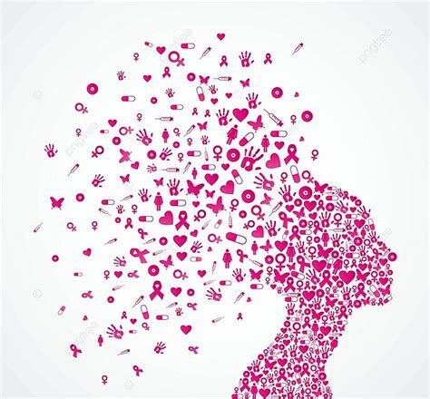 Breast Cancer Awareness Ribbon Woman Head Composition Health Ribbon