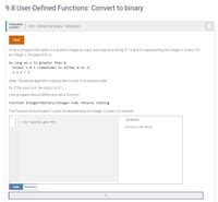 Answered CHALLENGE 9 8 1 Convert to binary functions АCTIVITY