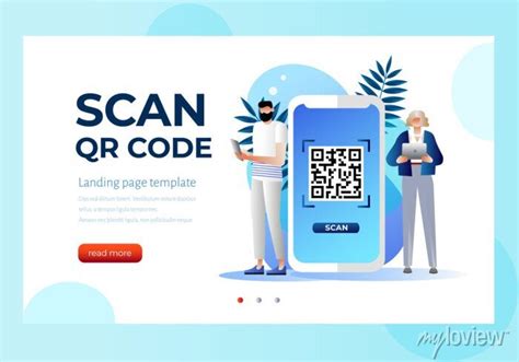 Qr Code Scanning Vector Illustration Concept People Use Smartphone Posters For The Wall