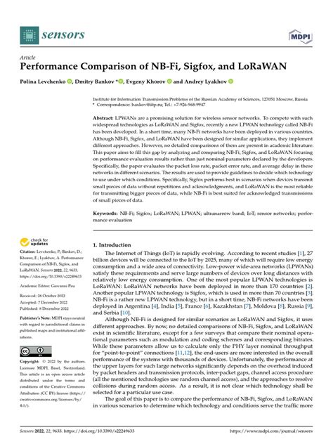 Performance Comparison Of Nb Fi Sigfox And Lorawan Pdf