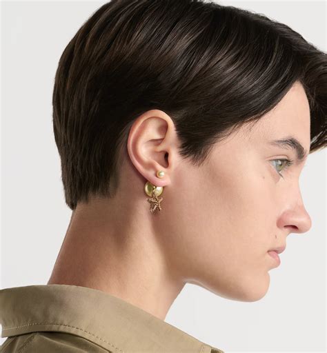 Dior Tribales 耳環 金色飾面金屬和白色樹脂珍珠 Dior