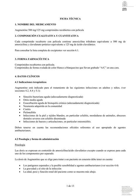 1 de 13 FICHA TÉCNICA 1 NOMBRE DEL MEDICAMENTO