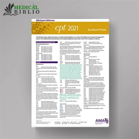 Ear Nose Throat CPT 2021 Express Reference Coding Card Original PDF From Publisher