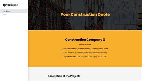 Free Construction Quote Template Better Proposals
