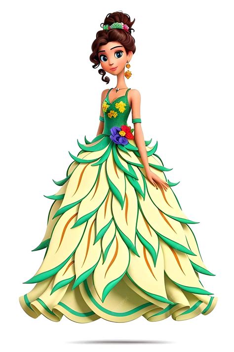 Premium Vector Beautiful Princess Wearing Light Green Dress And Brown