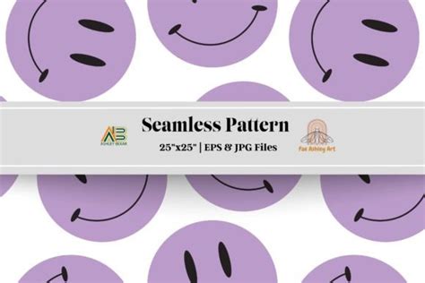 Purple Smiley Face Seamless Pattern Graphic By Fae Ashley Art