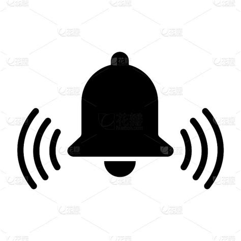 铃铛警报图标孤立在白色背景，黑色报警矢量插图符号，铃声网络信号素材 花瓣网