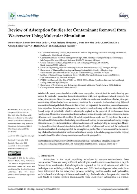 Pdf Review Of Adsorption Studies For Contaminant Removal From