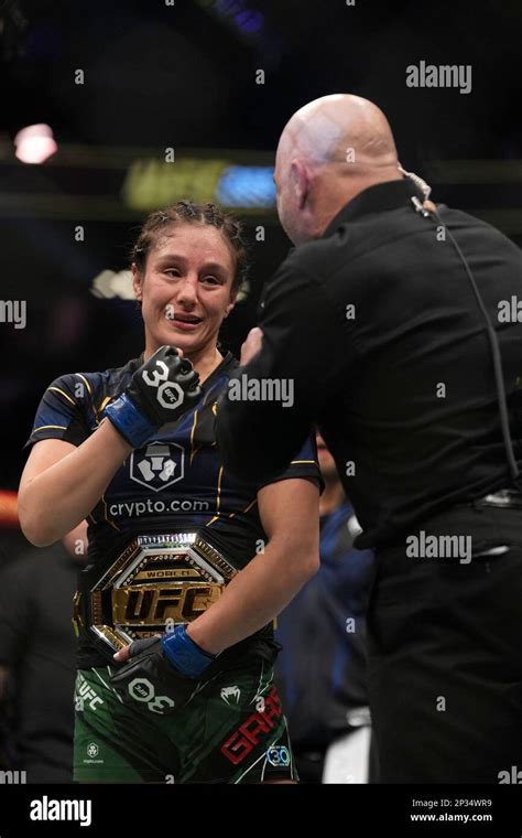 Las Vegas Nv March 4 Alexa Grasso Celebrates Her Victory Over