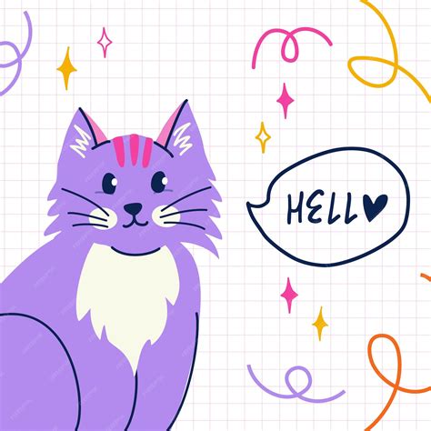 Premium Vector Cute Cat In Y2k Style Happy Speech Bubble Lettering