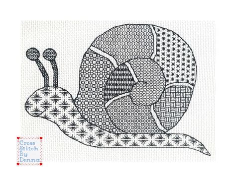 Blackwork Snail Pdf Pattern Cross Stitch Chart Instant Printable