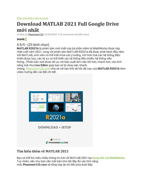 Tải Và Cài đặt Matlab 2021b Phần Mềmphần Mềm Kỹ Thuật Download Matlab