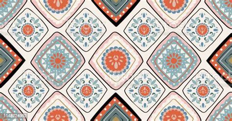 사각형 부족 원 모양으로 아프리카 스타일의 오렌지 녹색 블랙 기하학적 완벽 한 패턴 0명에 대한 스톡 벡터 아트 및 기타 이미지 0명 갈매기표 수장 귀여운 Istock