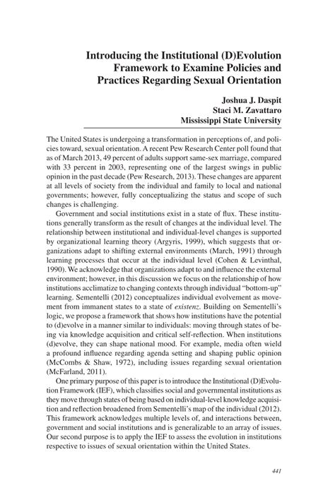 Pdf Introducing The Institutional D Evolution Framework To Examine