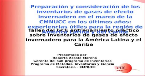 Taller Del Gce Entrenamiento Práctico Sobre Inventarios De Gases De