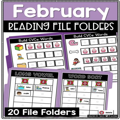 February Reading File Folders Teach Love Autism
